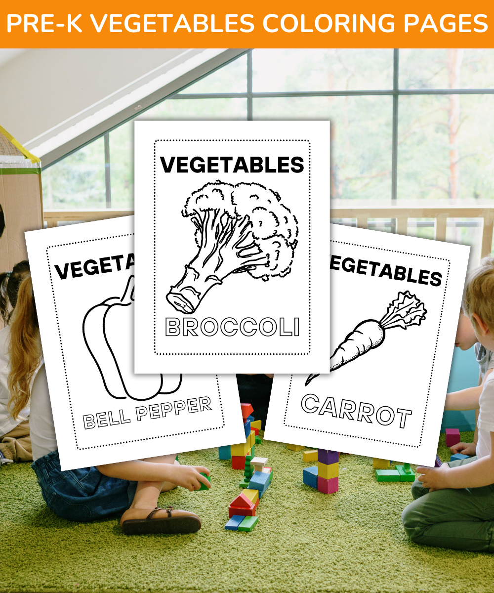 PreK Vegetables Coloring Pages - Set of 15 - Commercial Use Allowed