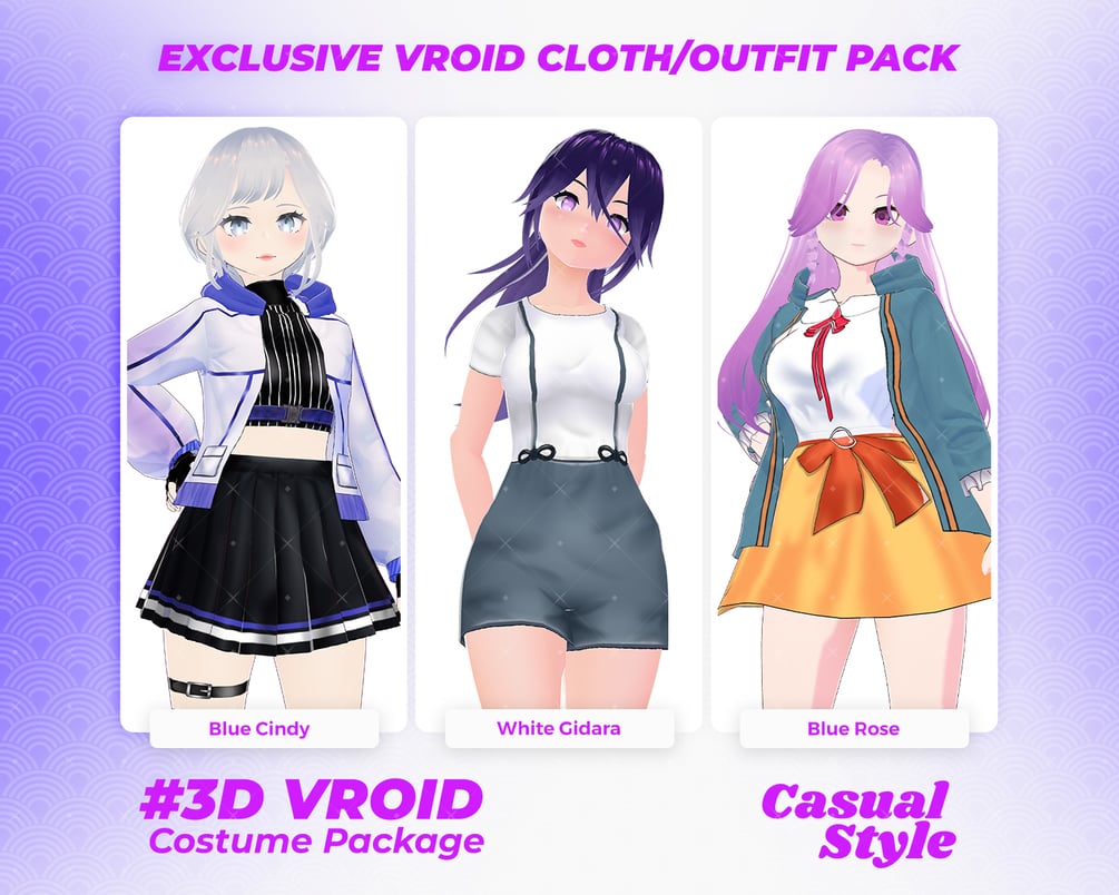 Sophisticated Female Outfits for Live Stream - VRoid Clothing Pack, Casual Clothes, 3D, Avatar ...