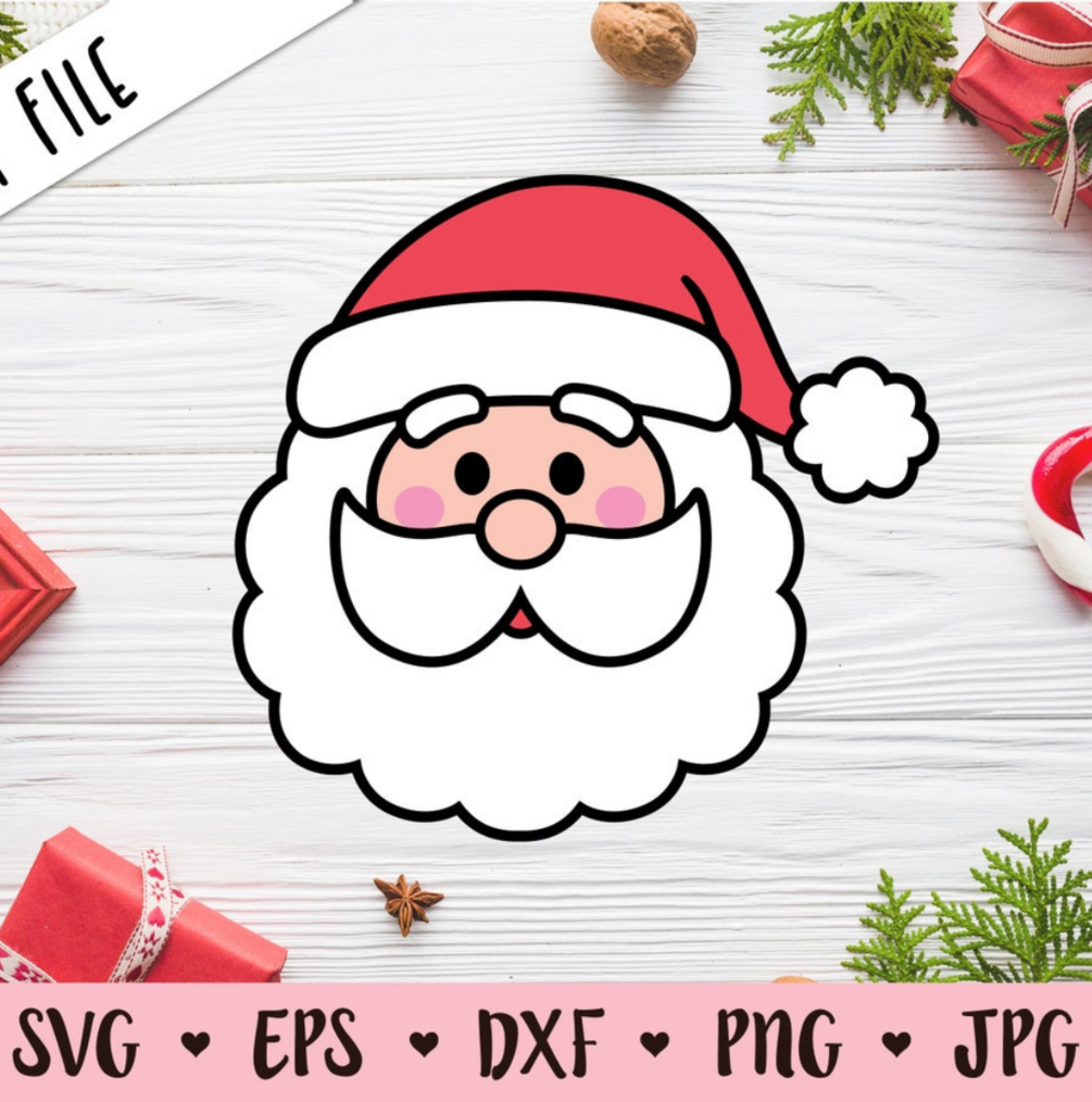 Santa Claus Face SVG Cute Santa layered cut file Funny Santa Head ...