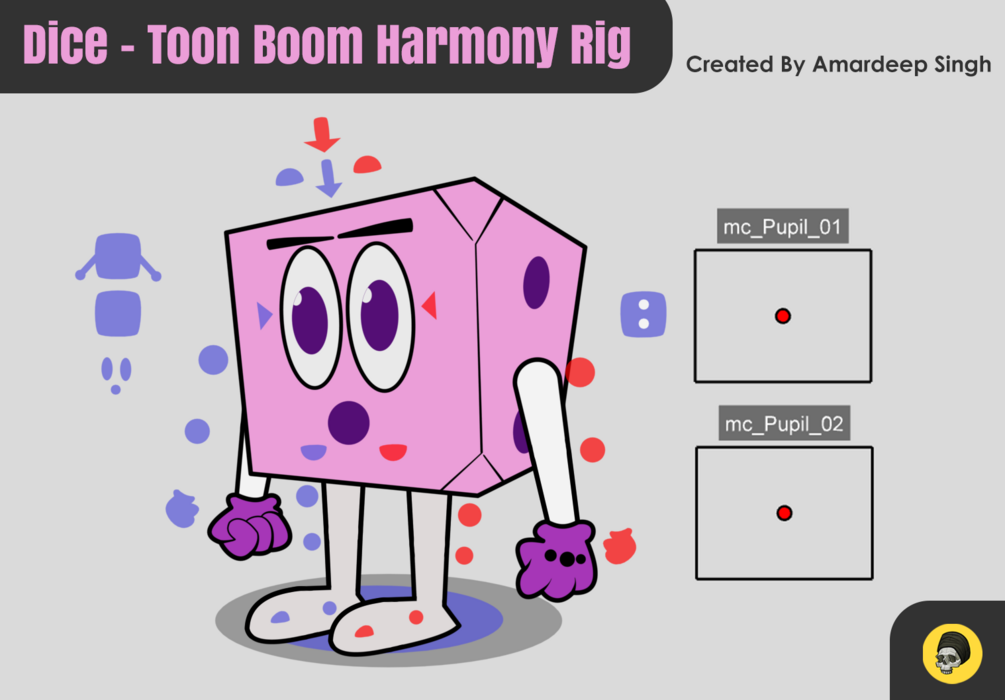 Toon Boom Harmony 3/4 Rig – Dice Character (Beginner Friendly)