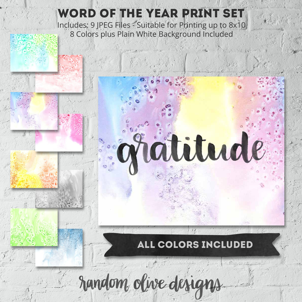 Word of the Year Print: Gratitude - MultiColor Bundle