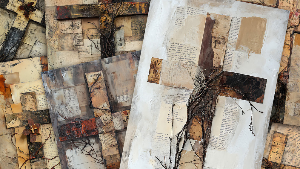 15 pc Rustic Cross on Grungy Collage Printable Junk Journal Half Papers ...