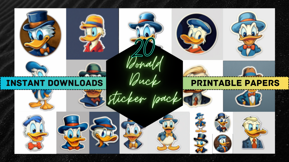 Donald Duck sticker pack (20), Printable stickers, Cartoon Style ...