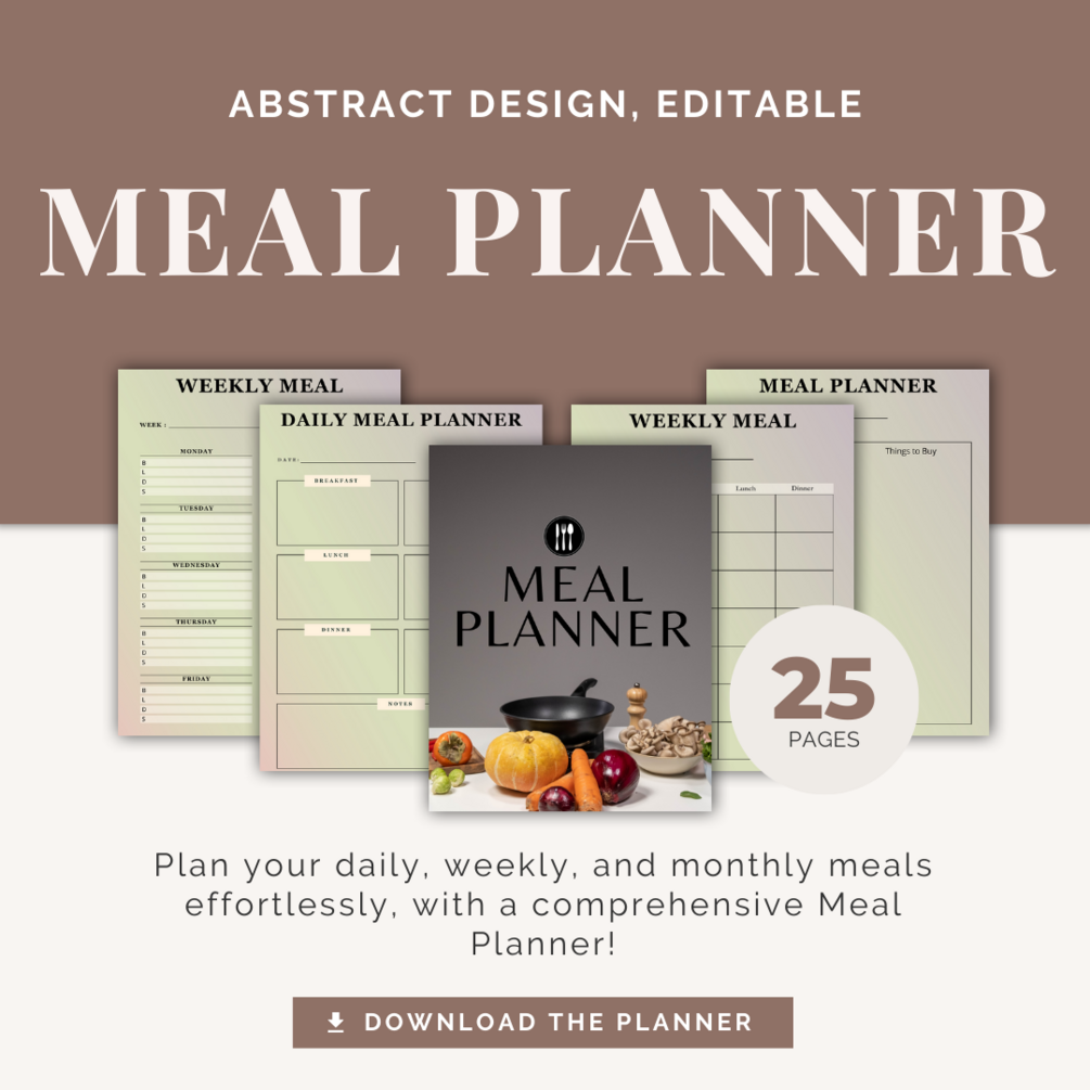 Meal Planner, 25 pages, Editable