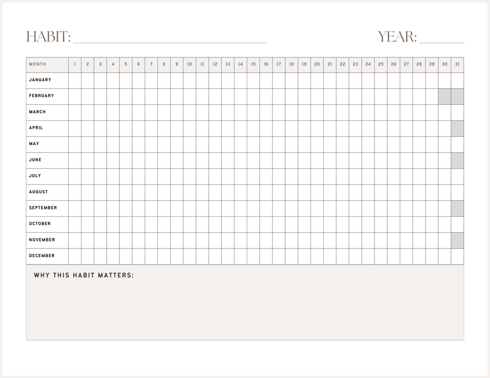 Printable Yearly Habit Tracker | A4 Minimalist Planner | Self-Care ...