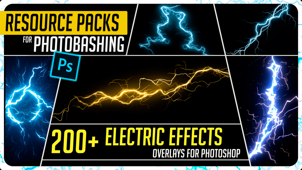 PHOTOBASH 200+ Electric Overlay Effects Resource Pack Photos for ...