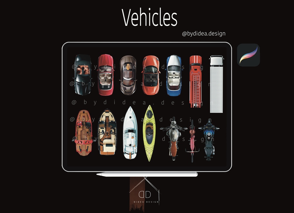 Procreate Vehicles Cutouts