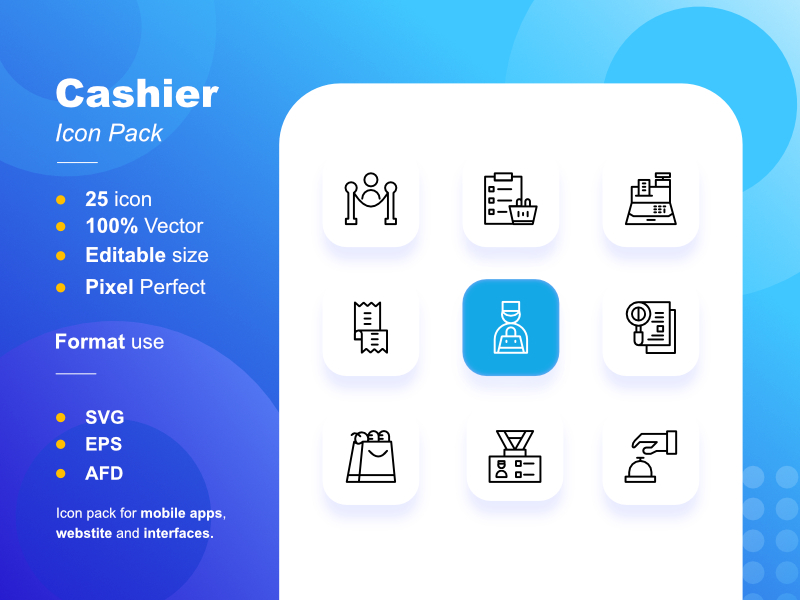 Cashier outline icon packs