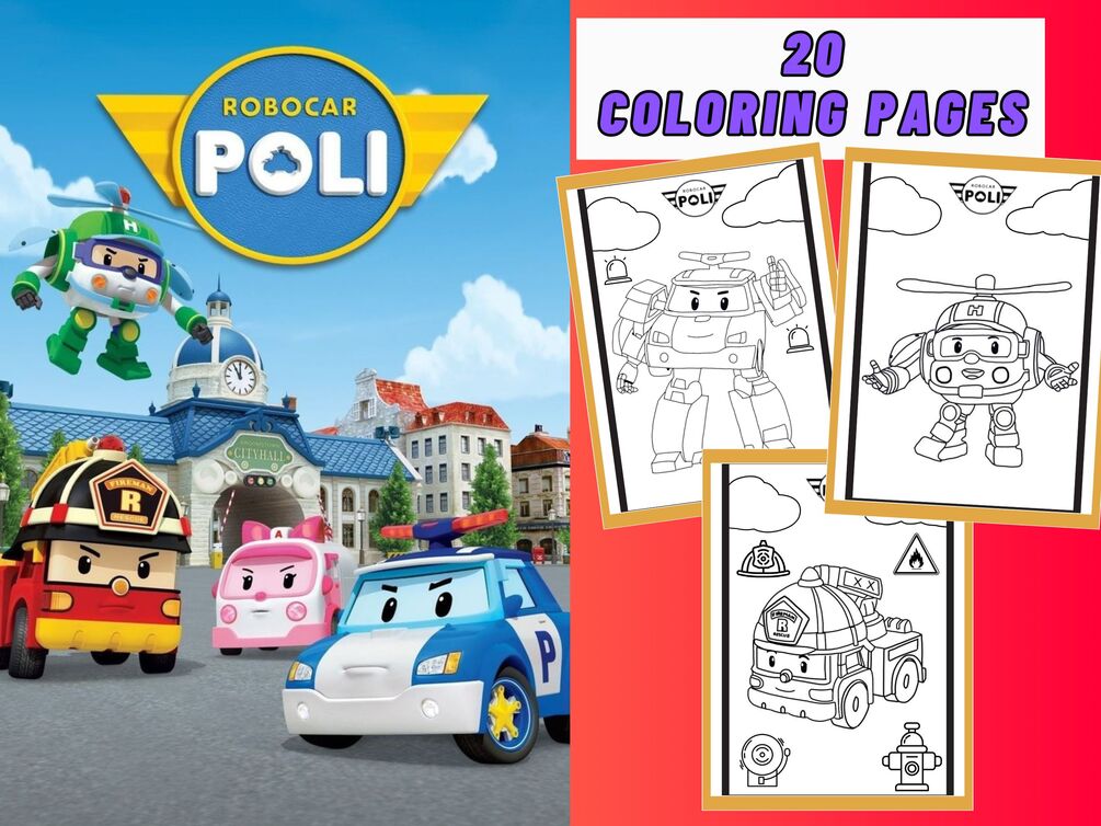 Robocar Poli Coloring Pages by Adhya (Digital Print)