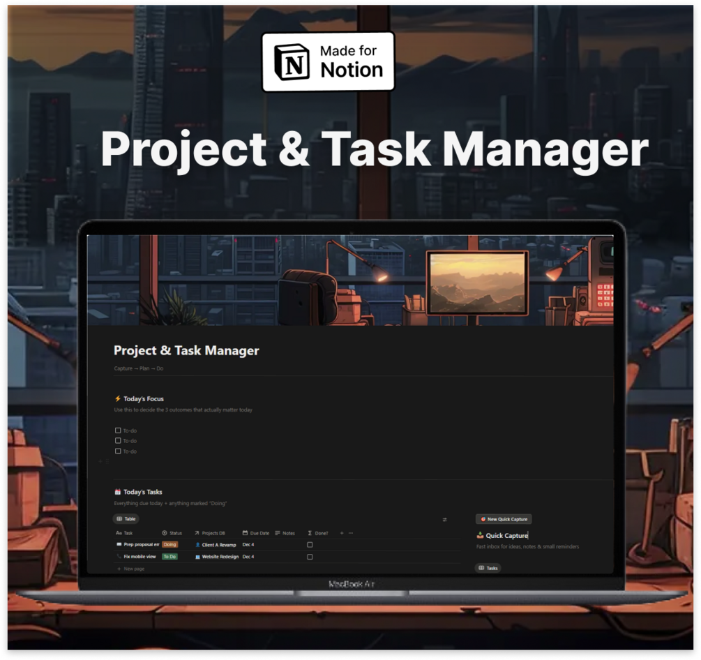 Project & Task Manager - Free Notion Template