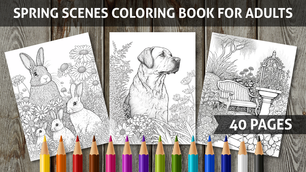 Spring Scenes Coloring Book For Adults