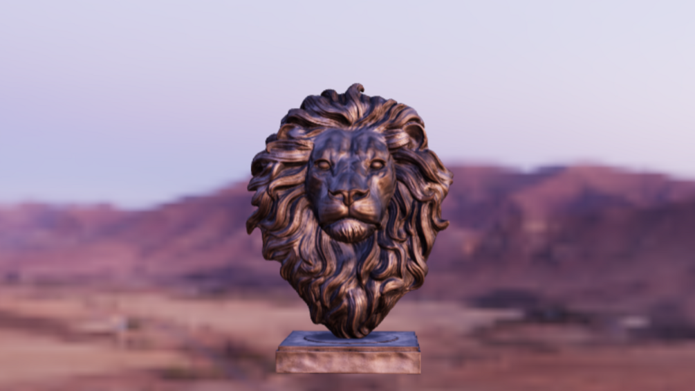 Realistic Lion Sculpture - 3D Model.