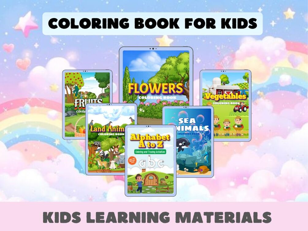 KIDS COLORING BOOKS Bundle 6 in 1 PDF FILE