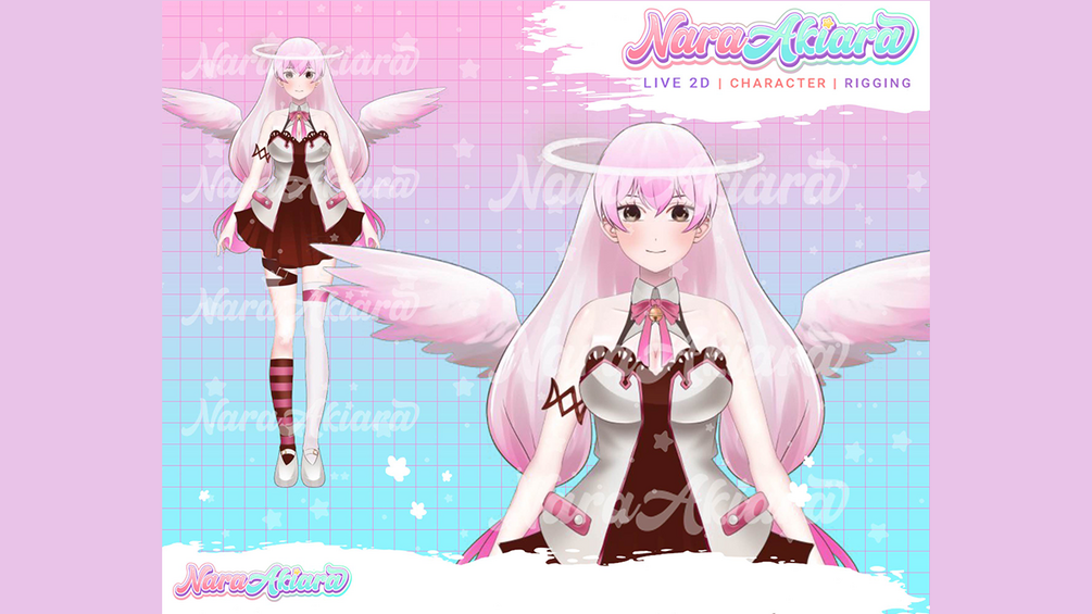 Live2d Vtuber Model Anime Girl Angel Pink
