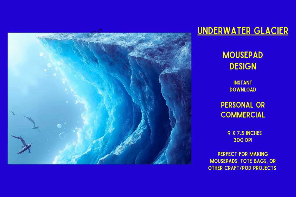 UNDERWATER GLACIER - Mousepad Design - Instant Download