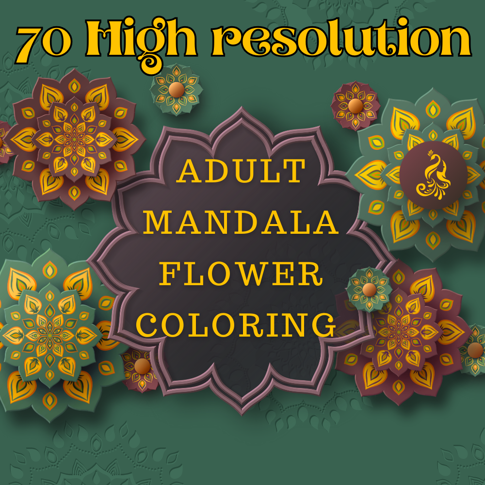 70 Adult Mandala Flower Coloring Relaxing Floral Art Activities On