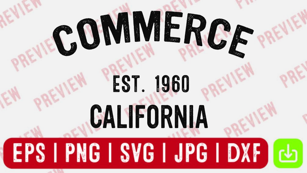 Vintage Commerce City California Est 1960 Souvenir SVG EPS DXF PNG ...