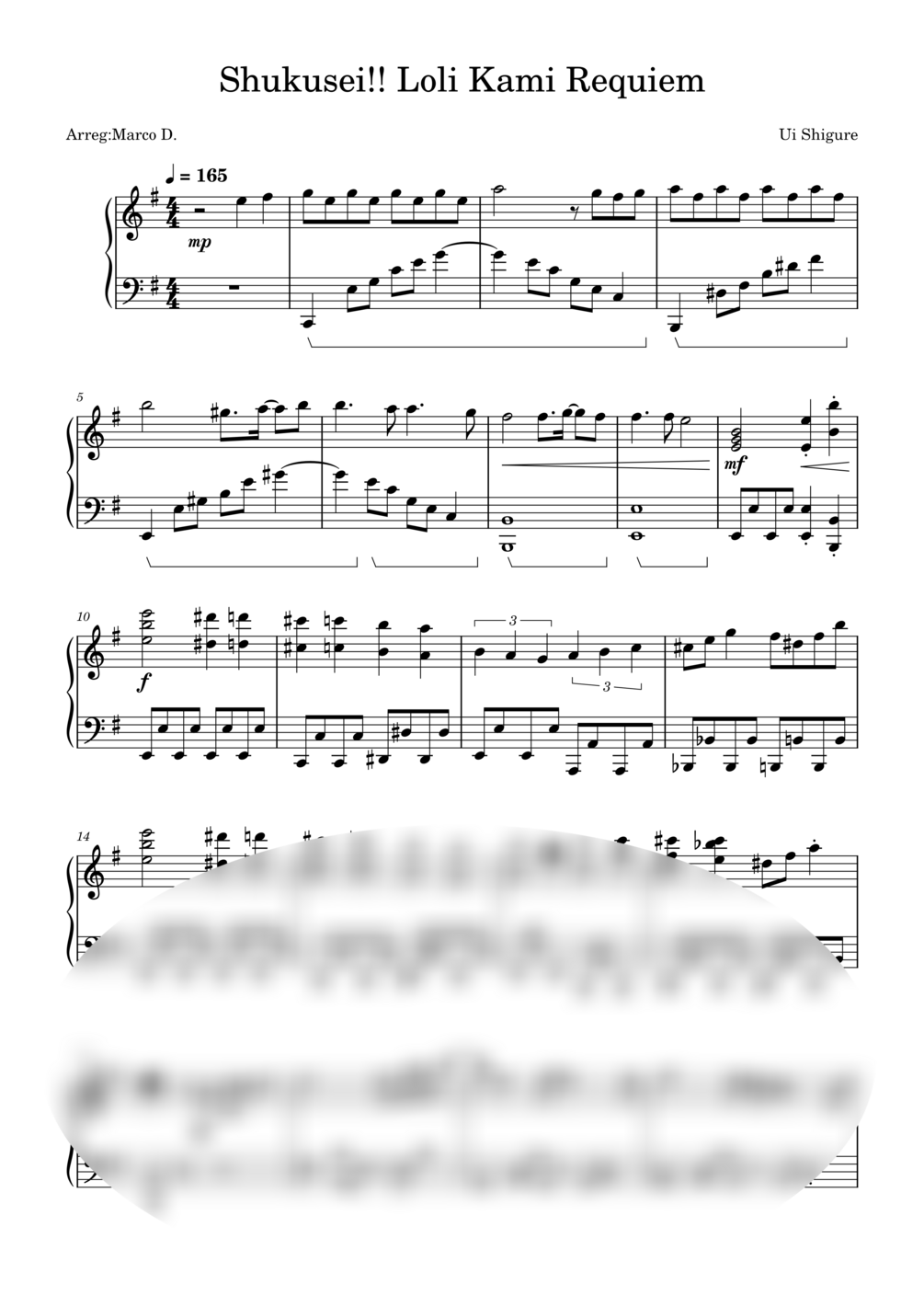 Shukusei!! Loli Kami Requiem | Ui Shigure SHEET + MIDI