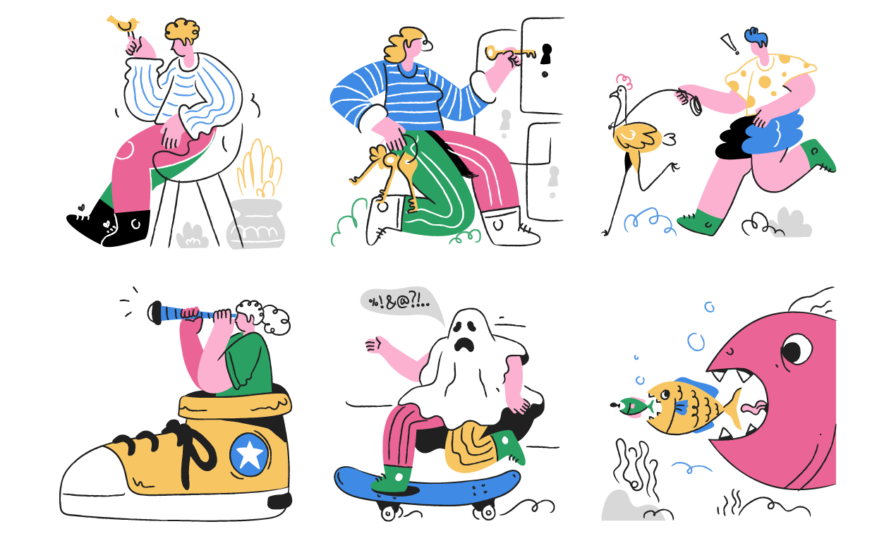 Crayon illustrations - 50 Vector Elements