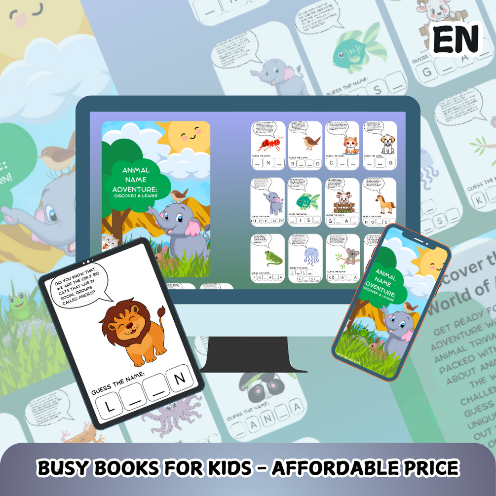 Animal Name Adventure: Discover and Learn Busy Book