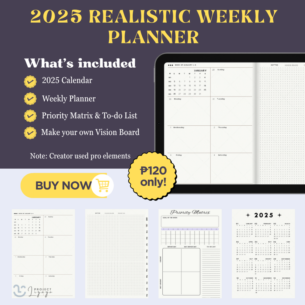 2025 Realistic Weekly Planner