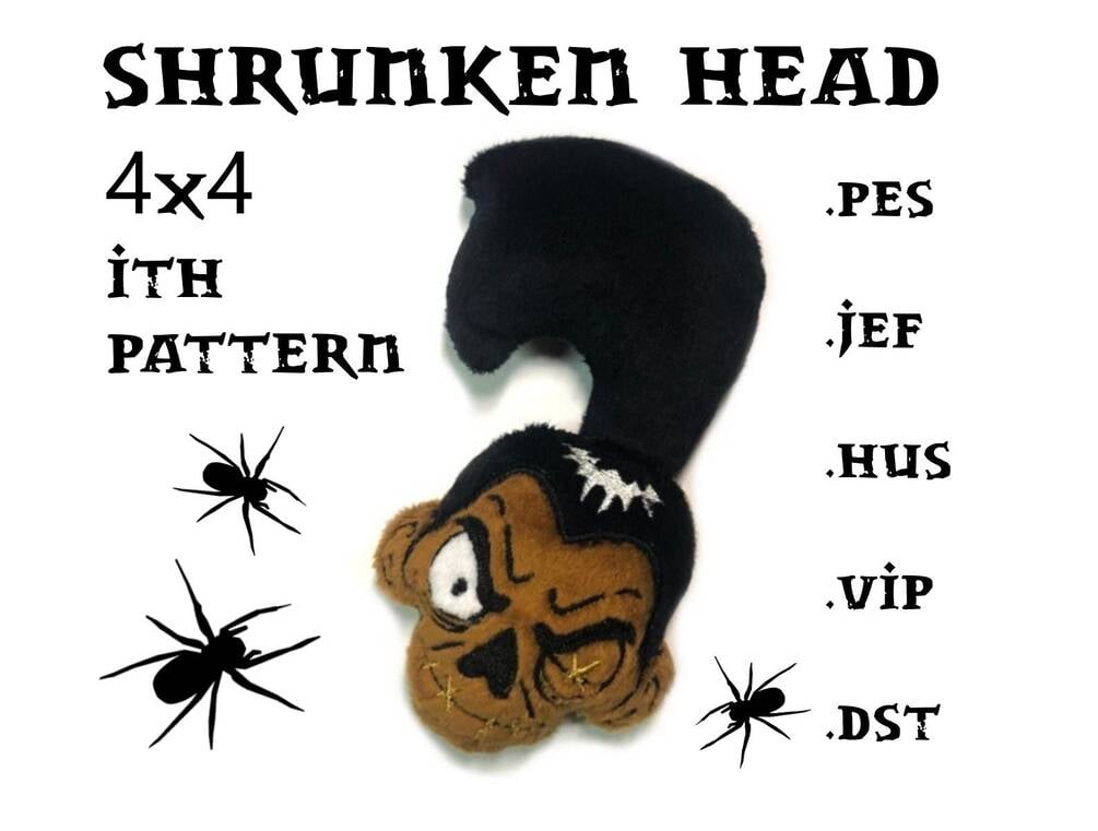 Shrunken Head Voodoo ITH Embroidery Plush Pattern