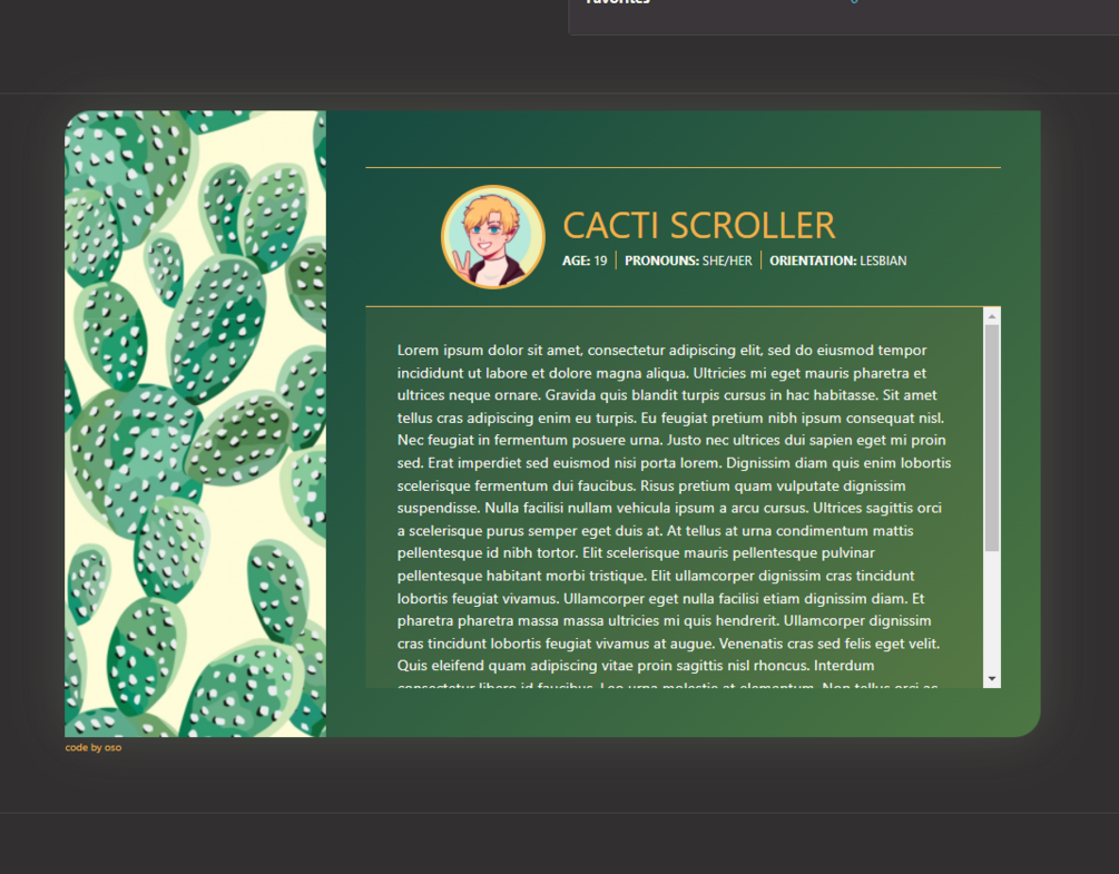 [F2U] Cacti Scroller - Toyhou.se Character HTML Only Code