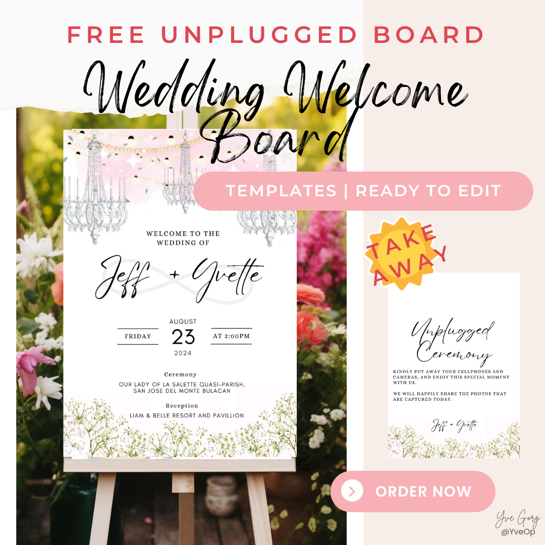Wedding Welcome Board with FREE Unplugged Ceremony Board | Pink Motif ...