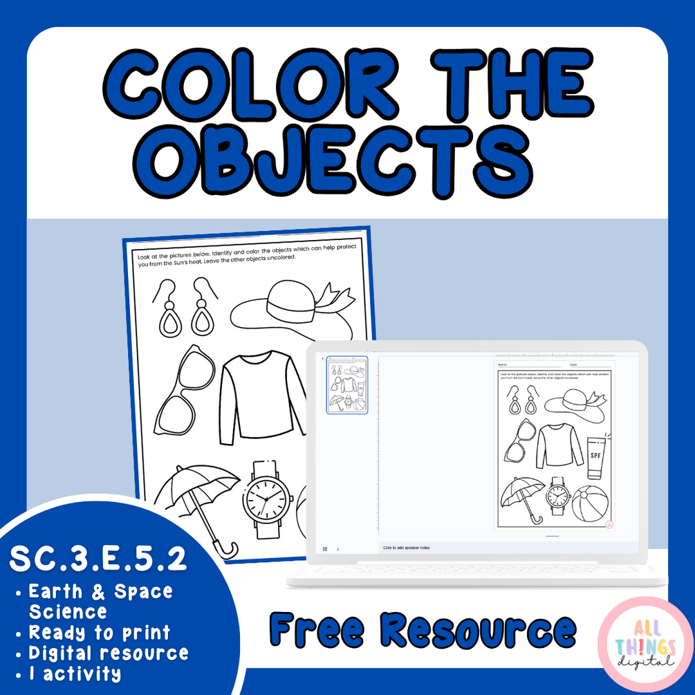 FREE Color the Object 3rd Grade Earth Science Activity