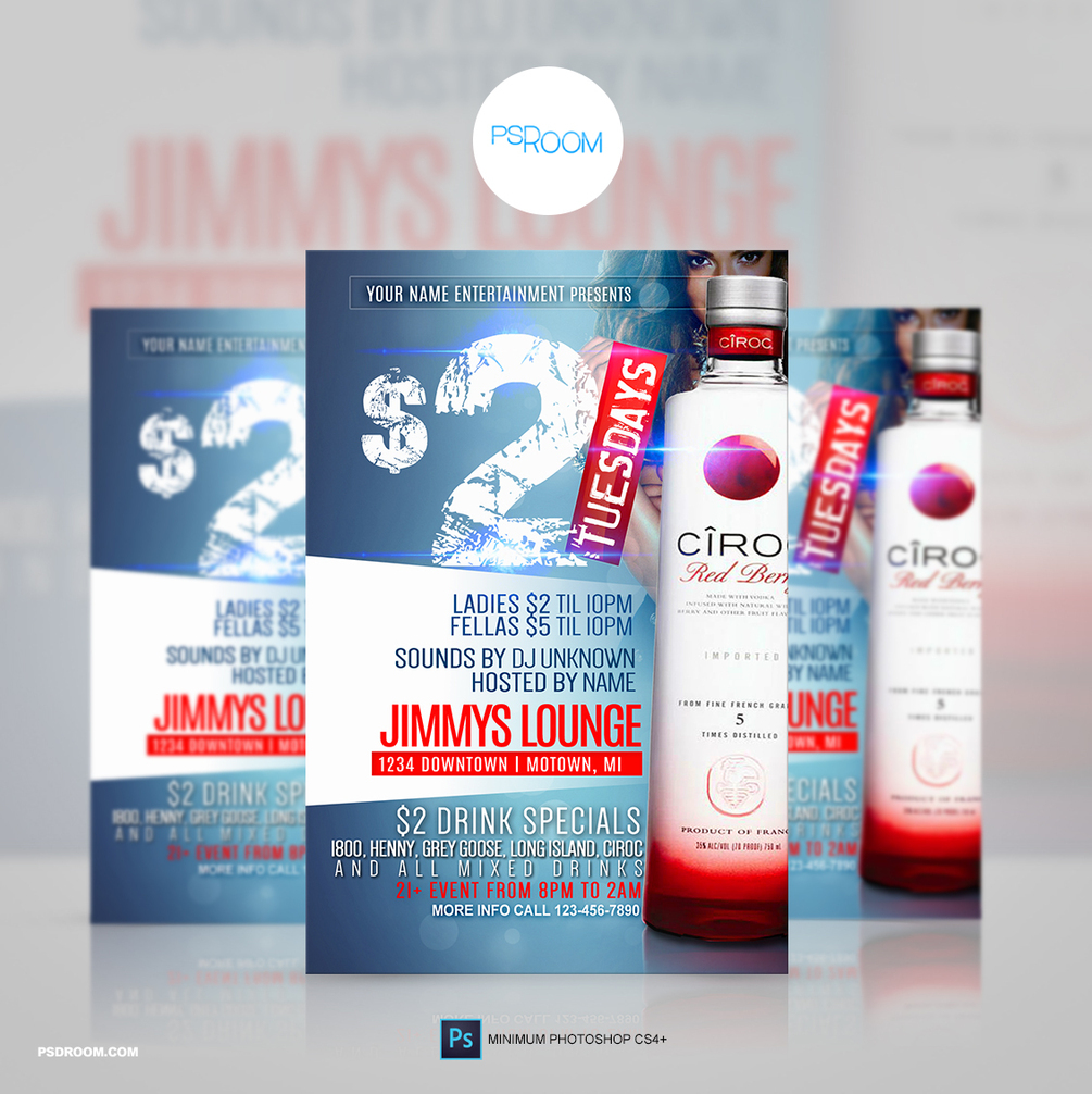 $2 Tuesdays Flyer Template