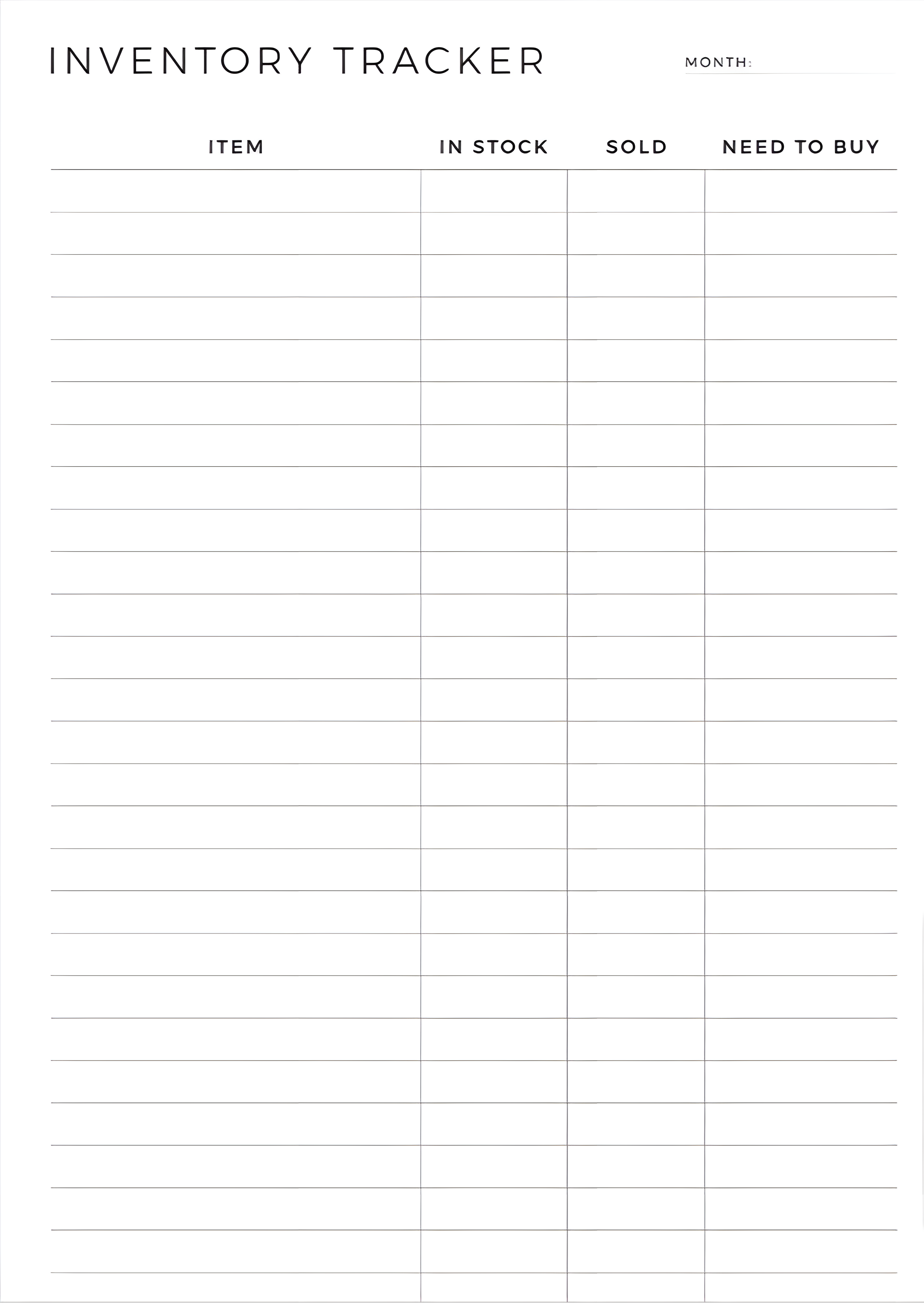 Inventory Tracker Printable, Inventory Management Form, Inventory sheet ...