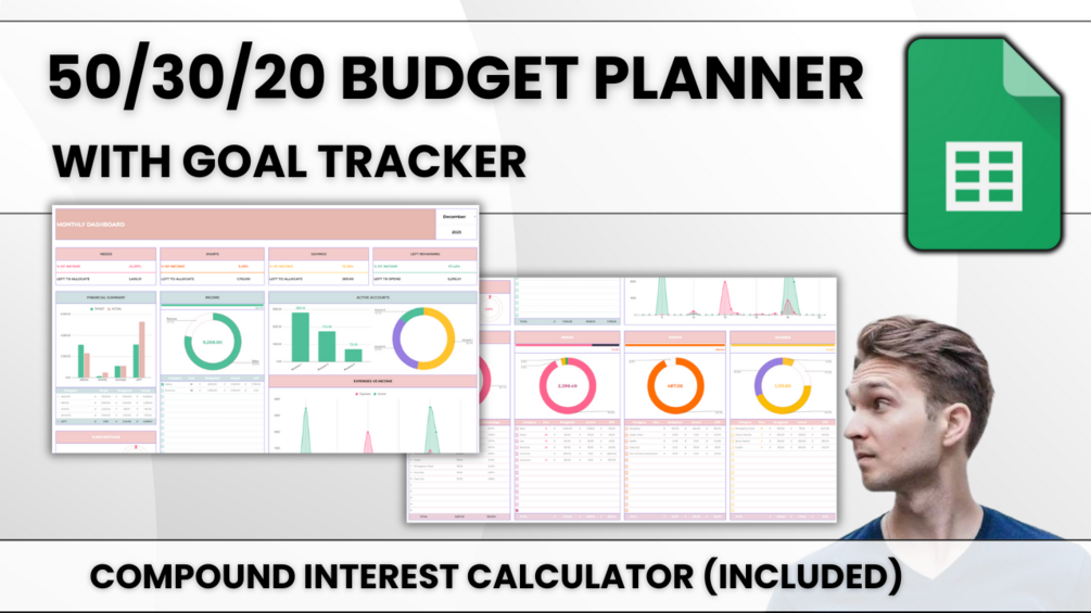 50/30/20 Monthly Budget Planner with Goal Tracker & Compound Interest ...