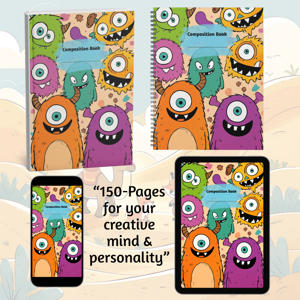 Cartoon Monster Notebook for Kids | 6x9 Composition Book | Writing ...