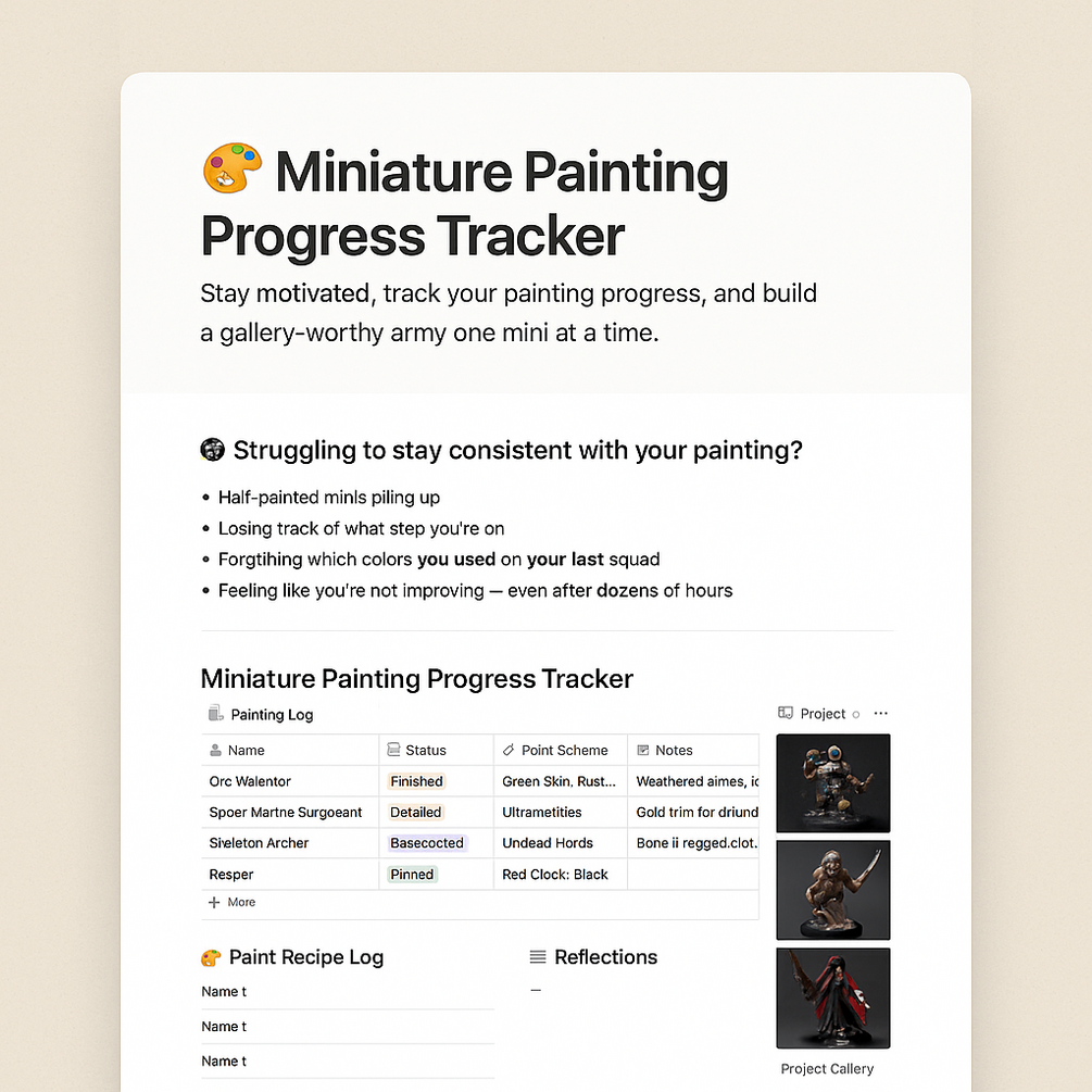 Miniature Painting Progress Tracker