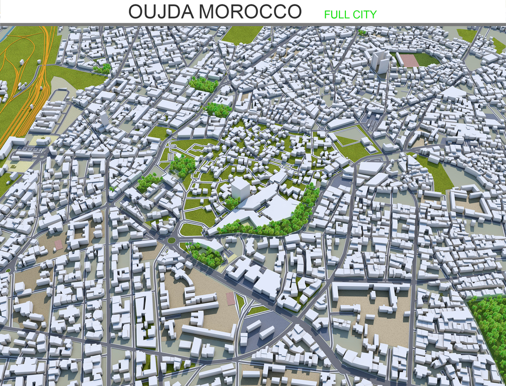 Oujda city Morocco 3d model 50km