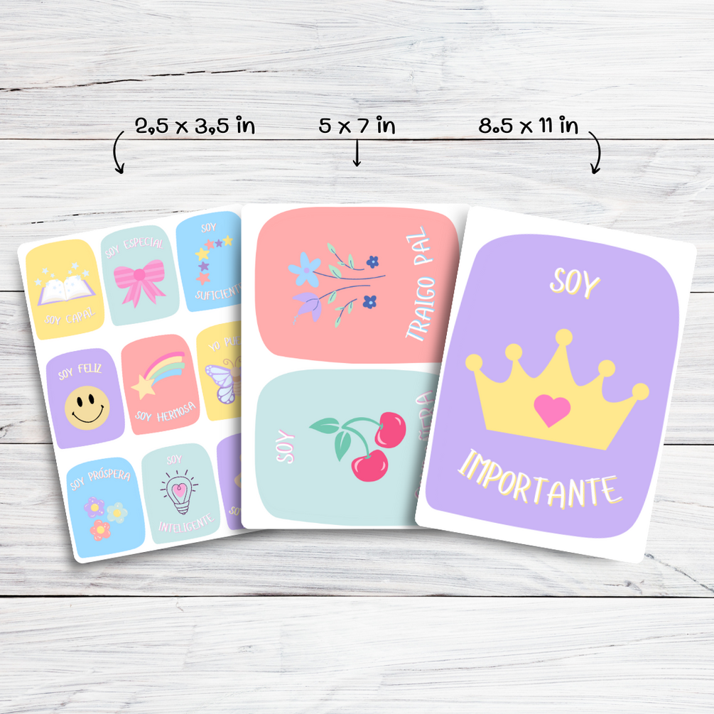 30 Printable Positive Affirmations Cards for Girls in Spanish ...