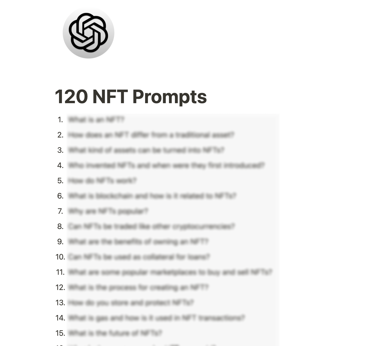120 ChatGPT NFT Prompts