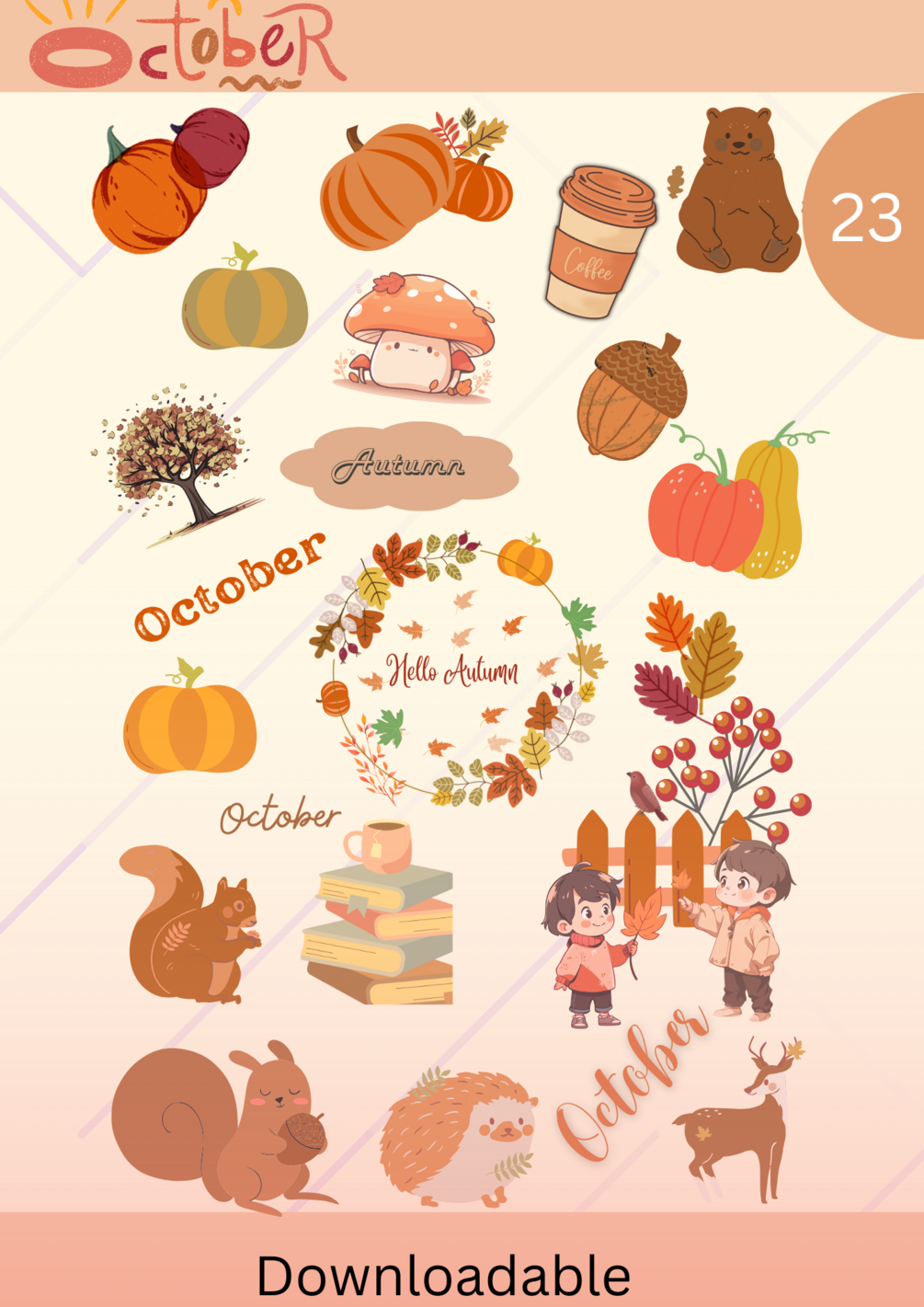 Autumn Printable Digital Stickers ,Printable Planner, Goodnote ...