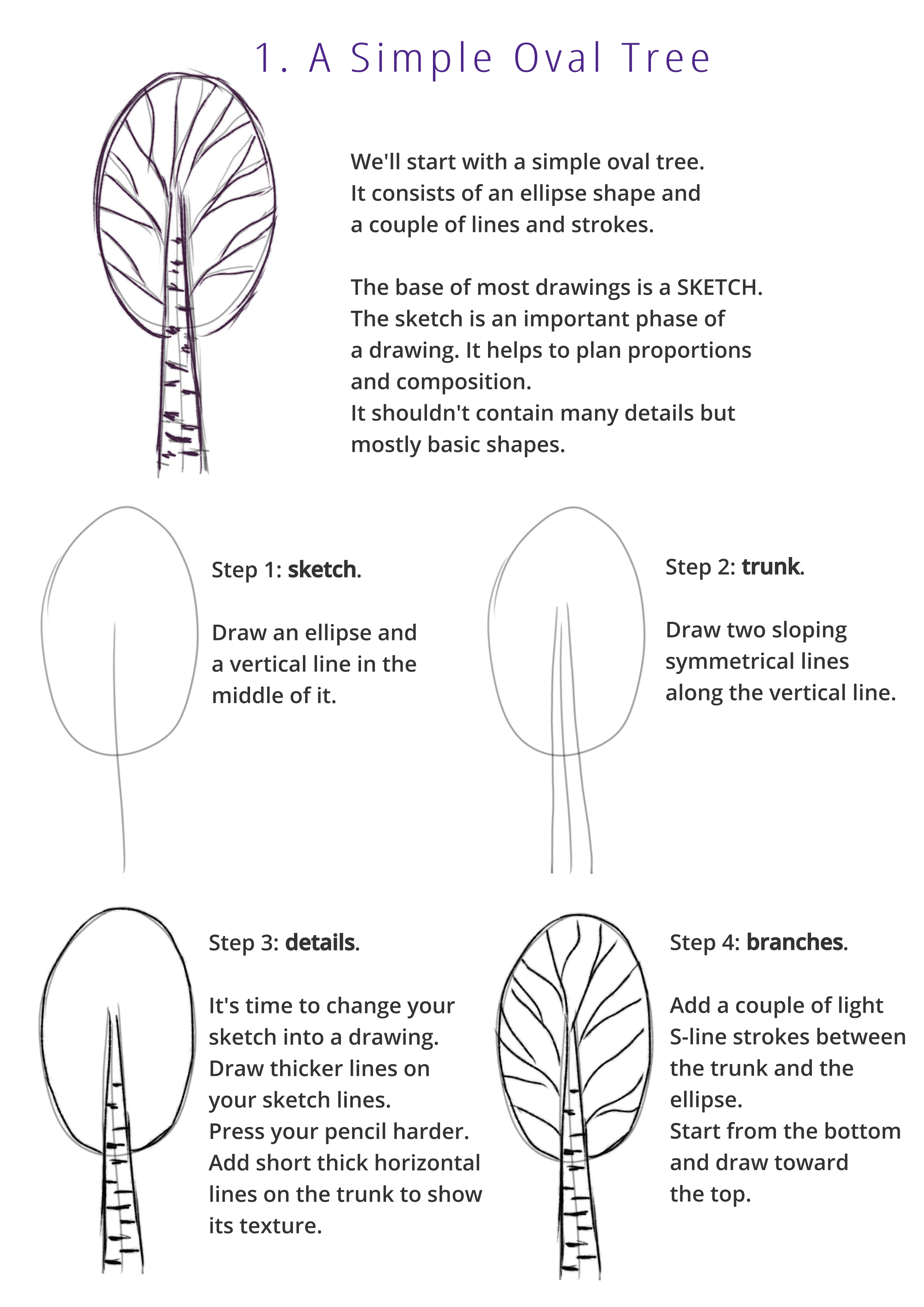 Draw a Simple Oval Tree - Iza, creator of Design Magic Box