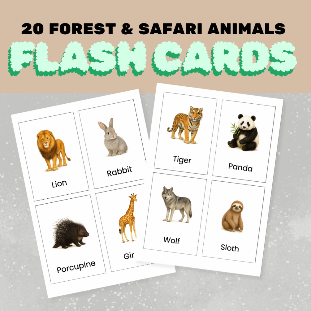 Land Animal Flashcards for Kids (Printable PDF)