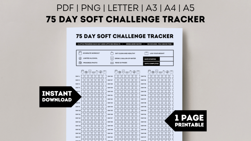 75 Soft Challenge, 75 Soft Tracker, 75 Day Soft Challenge Printable ...