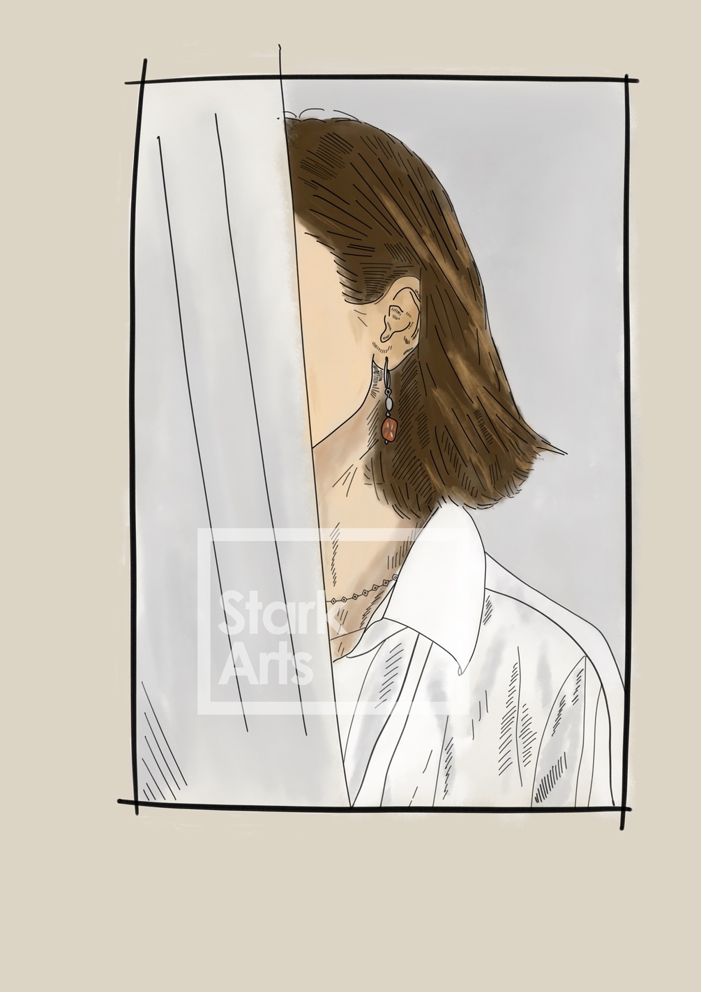 Wall Poster | "Woman Behind a Curtain" | Digital File | Portrait ...