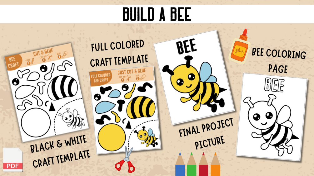 Bee Craft Printable Template | Spring Activity For Kids | Bee Coloring ...