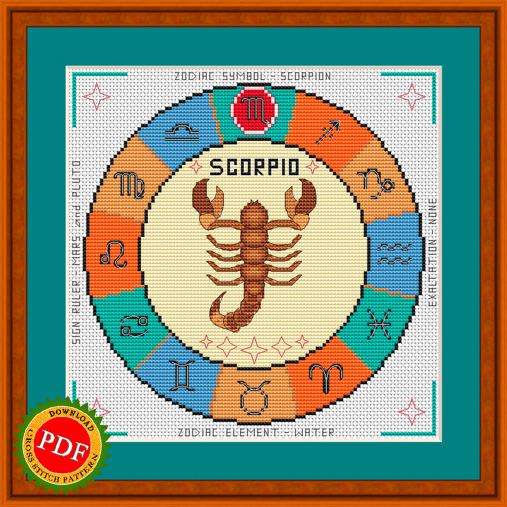 Scorpio Cross Stitch Pattern | Scorpio Zodiac Sign | Sign Of Scorpio ...