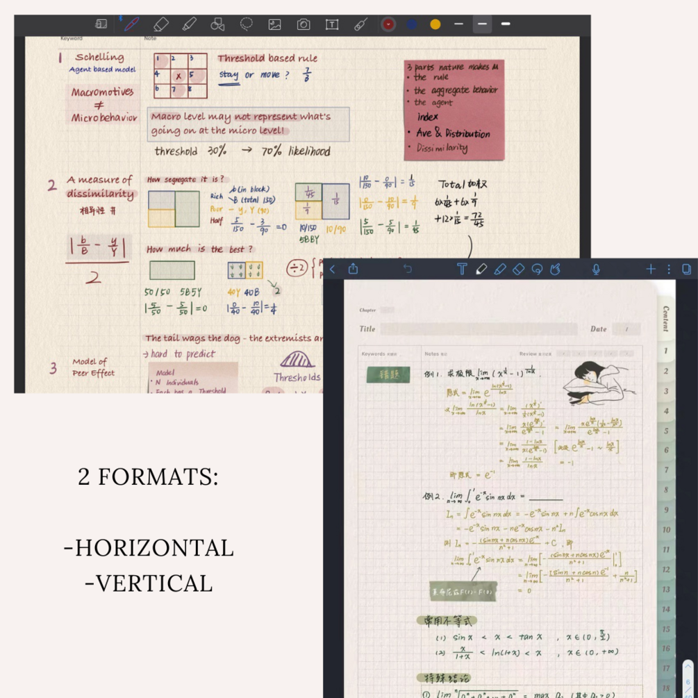 Cornell Notes Template printable | 100 chapters | Horizontal & Vertical ...