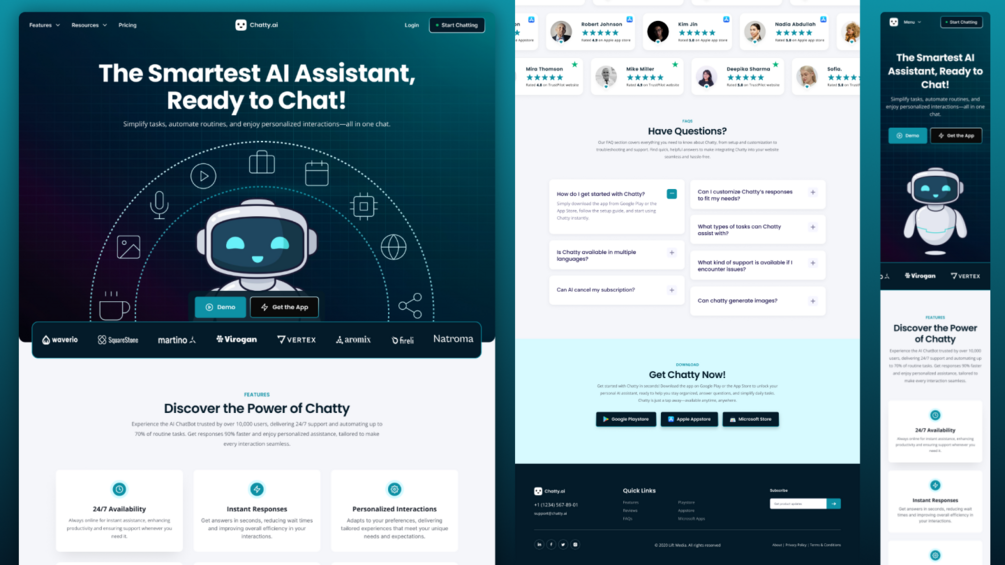 Animate Chatbot Landing Page Template - Elementor