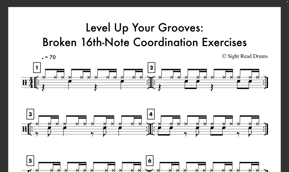Level Up Your Grooves: Broken 16th-Note Coordination Exercises