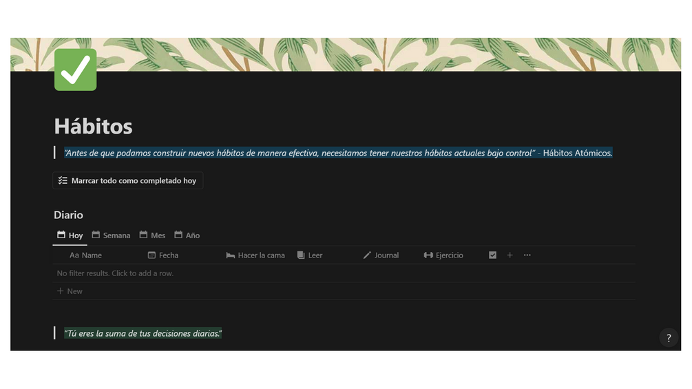 Plantilla de Notion para registrar tus hábitos