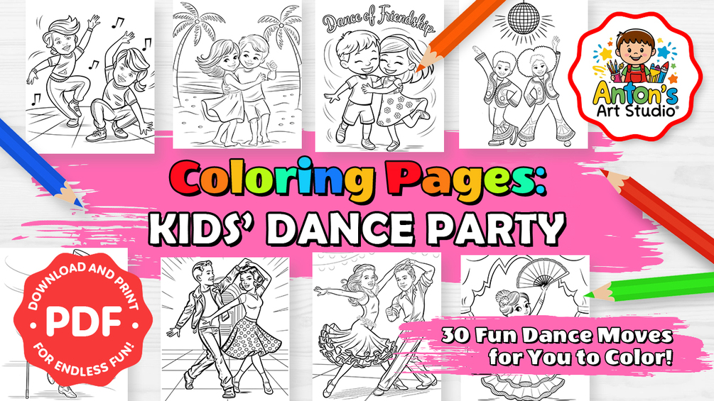 Coloring Pages: Kids' Dance Party | 30 Fun-Filled Dance Scenes to Color