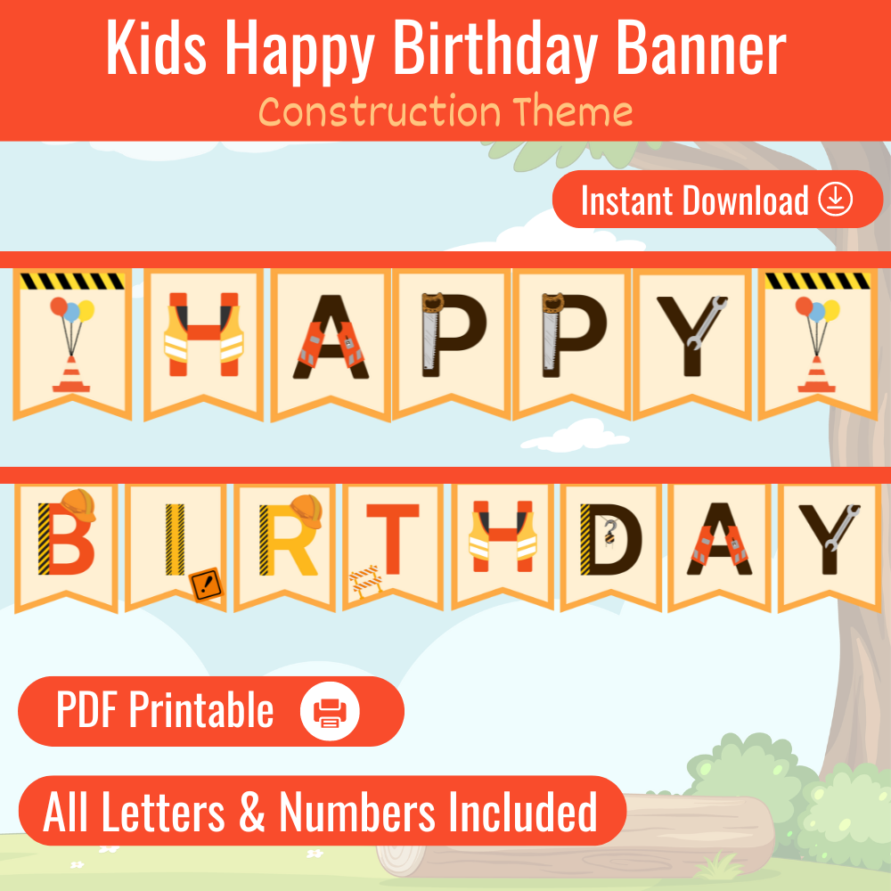 Printable | Print at Home | Happy Birthday Party Banner for Kids Parties